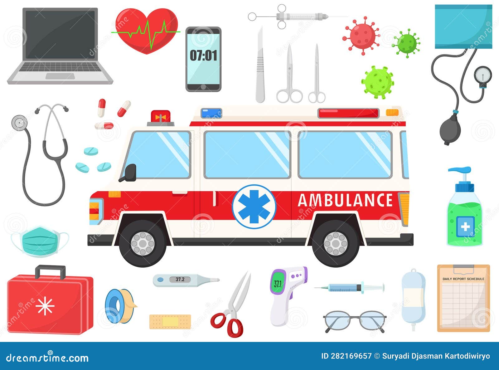 Set of Medical Elements Collection Stock Vector - Illustration of ...