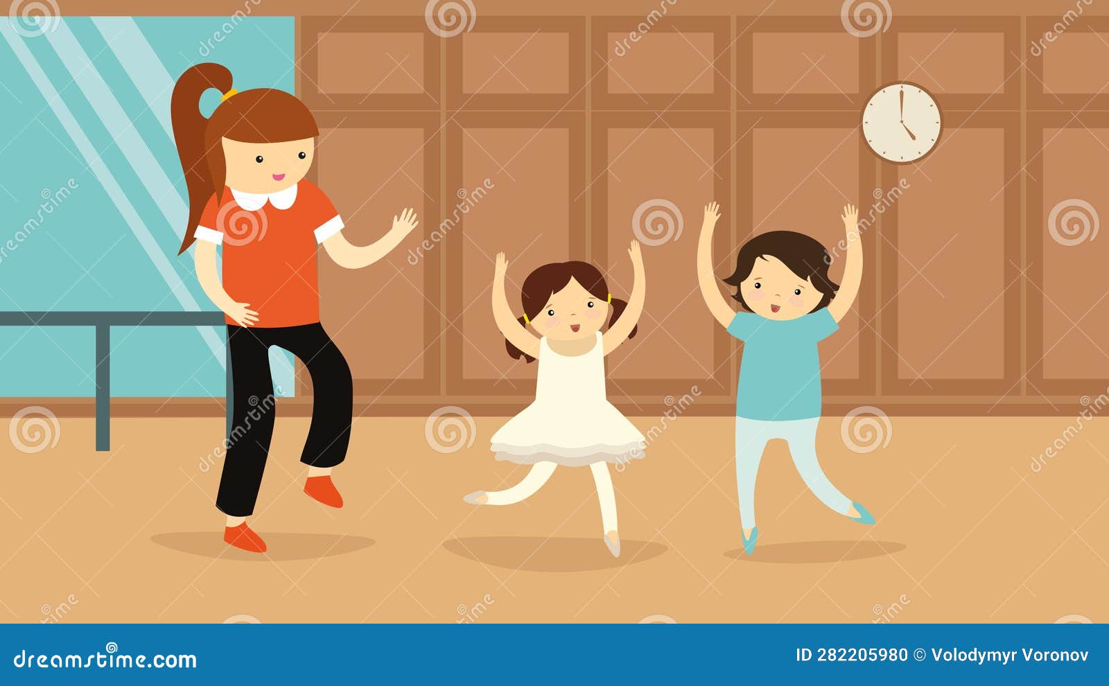 Children Dancing in the Room. Vector Illustration. Stock Vector ...