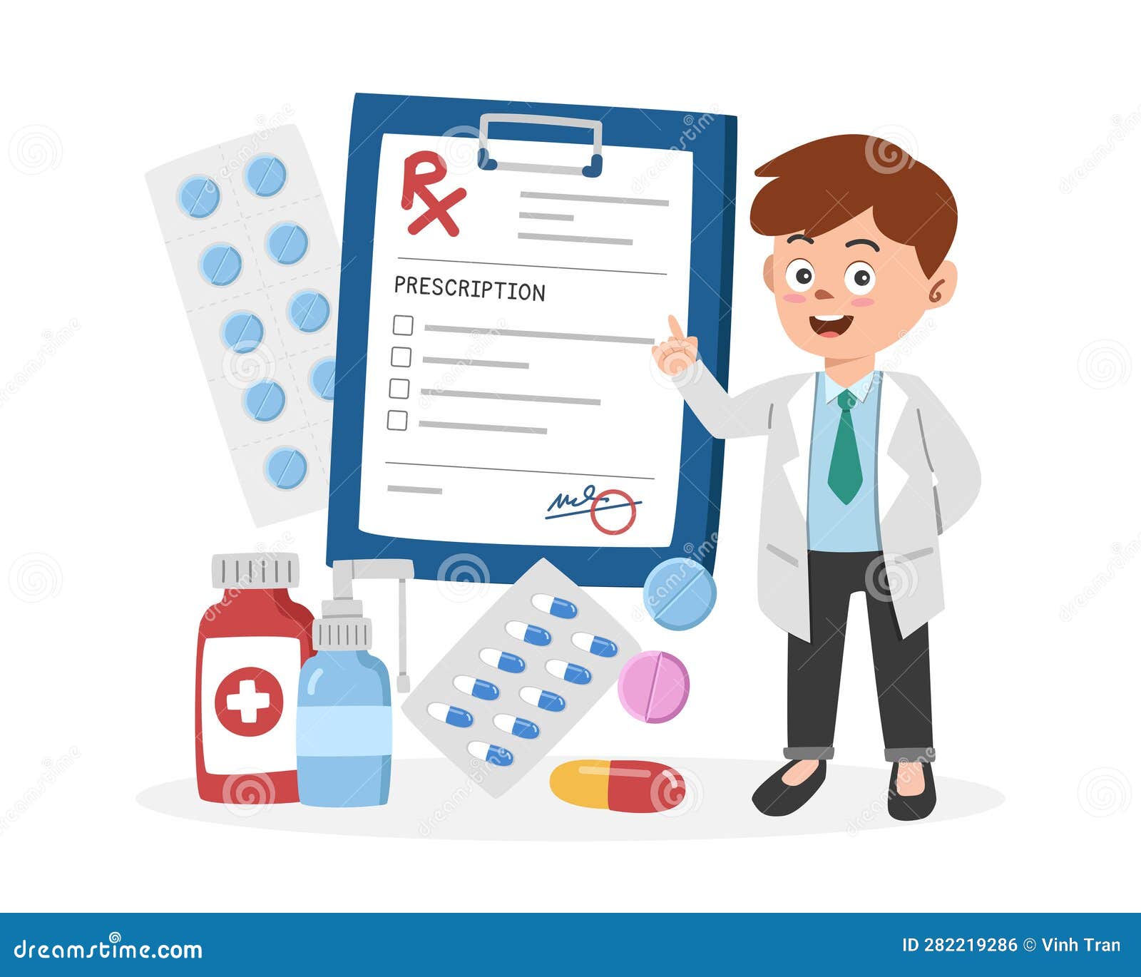 Doctor and RX Clipart Cartoon Style. Doctor Gives the RX Medical ...