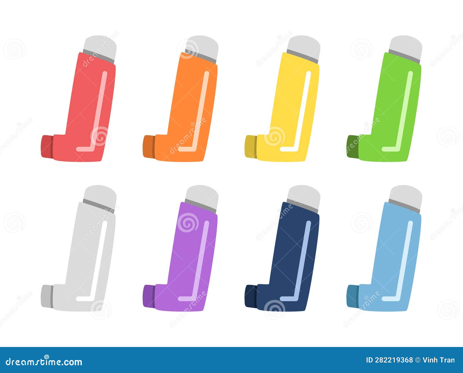 Asthma Inhaler Clipart Cartoon Style. Multicolor Medical Allergy Asthma ...