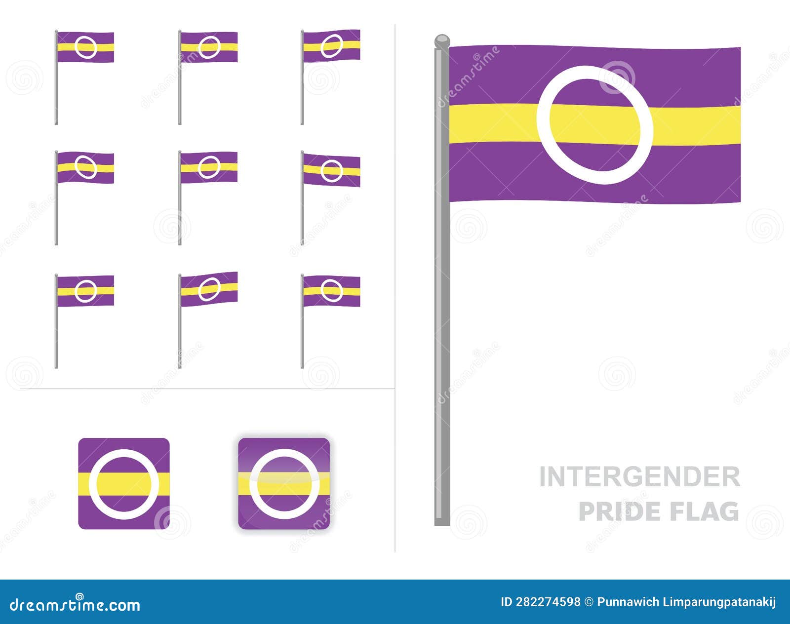Intergender Pride Flag Waving Animation App Icon Vector Stock Vector ...