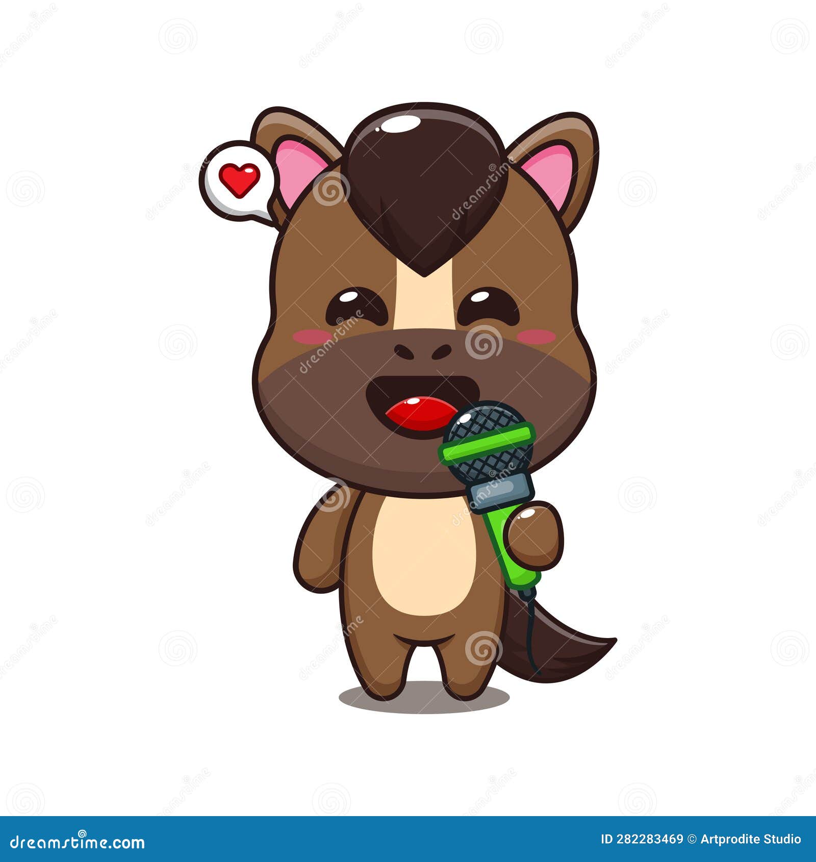 Cute Horse Holding Microphone Cartoon Vector Illustration. Stock Vector ...