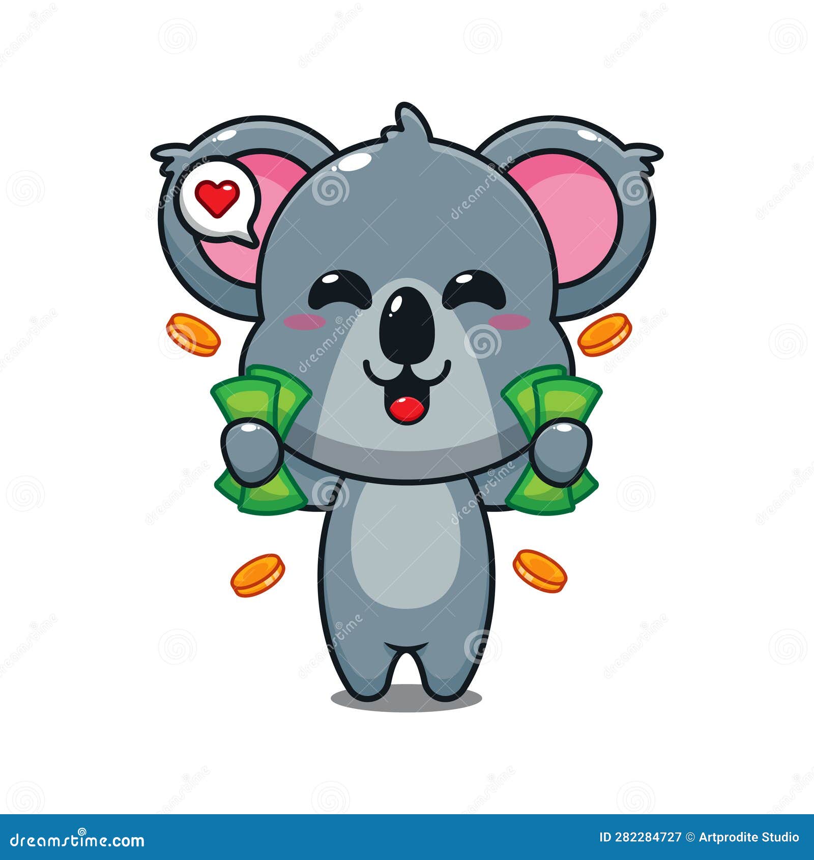 Cute Koala Holding Money Cartoon Vector Illustration. Stock Vector ...