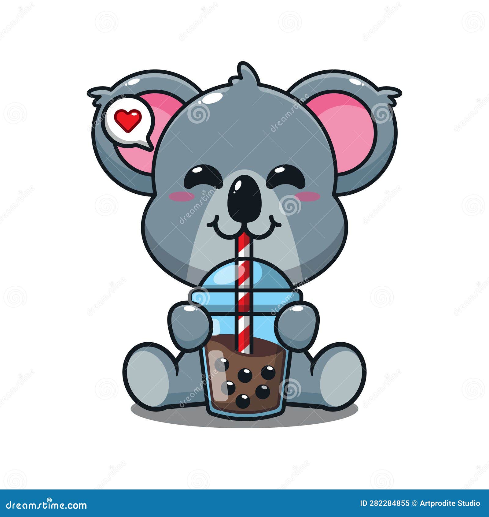 Cute Koala Drink Boba Milk Tea Cartoon Vector Illustration. Stock ...