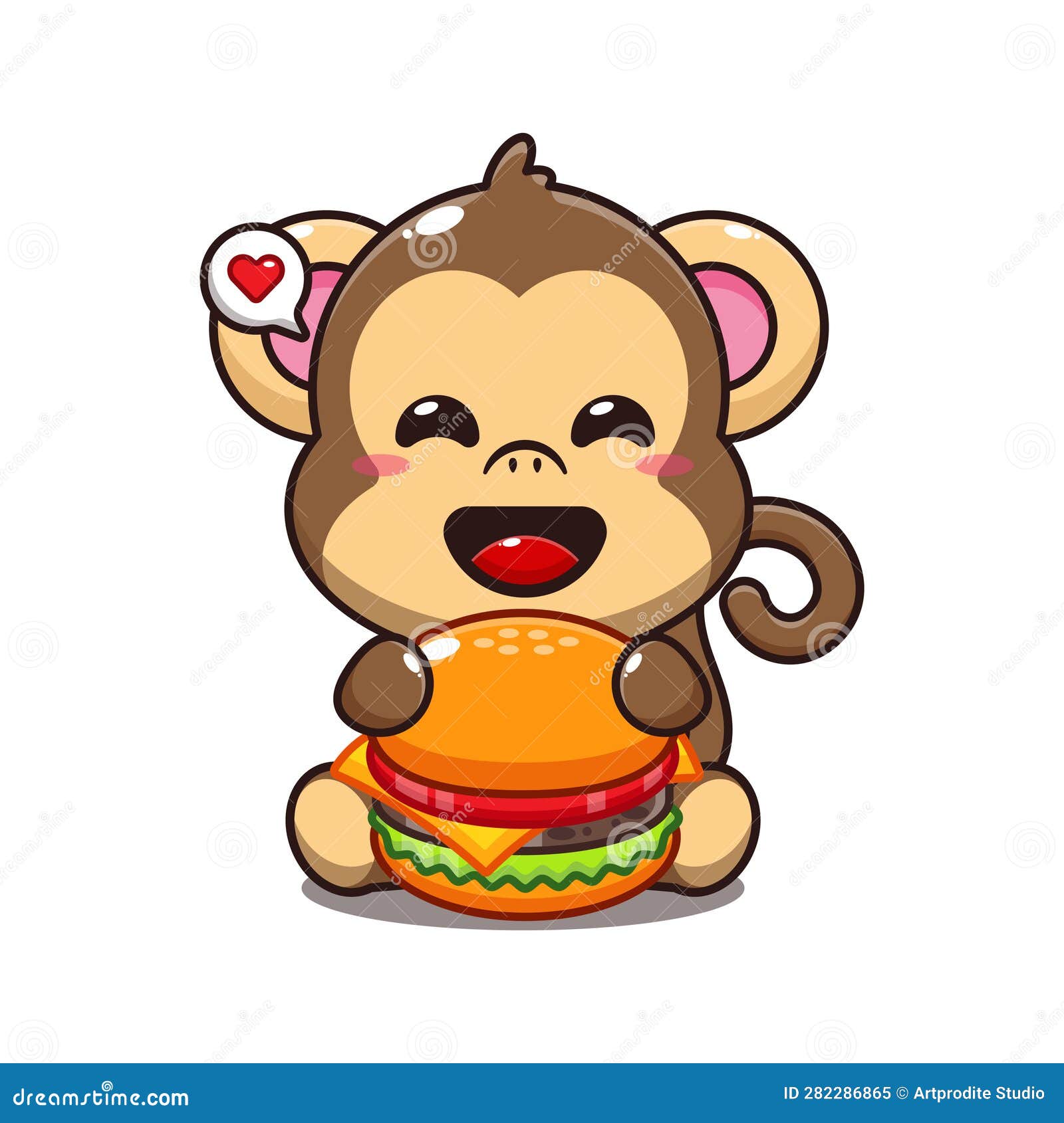 Monkey Burger Logo Image Cartoon Vector | CartoonDealer.com #140542705