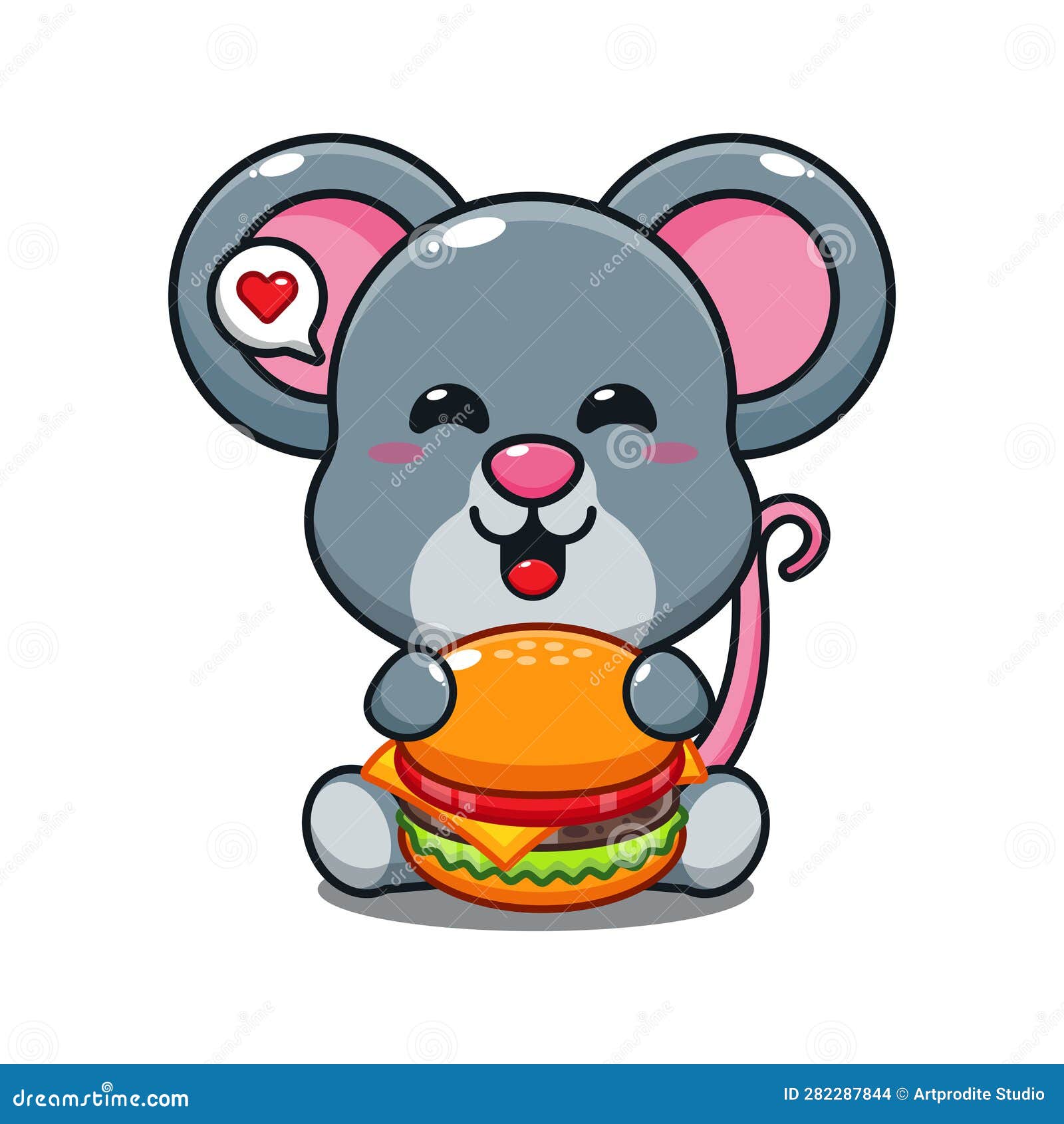 Cute Mouse with Burger Cartoon Vector Illustration. Stock Vector ...