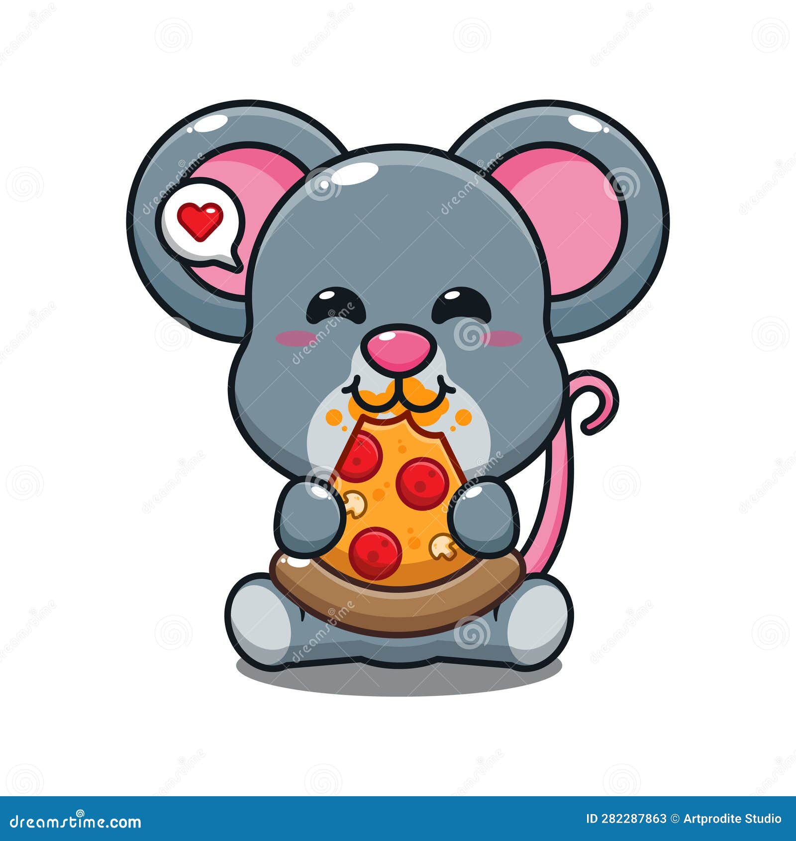 Cute Mouse Eating Pizza Cartoon Vector Illustration. Stock Vector ...