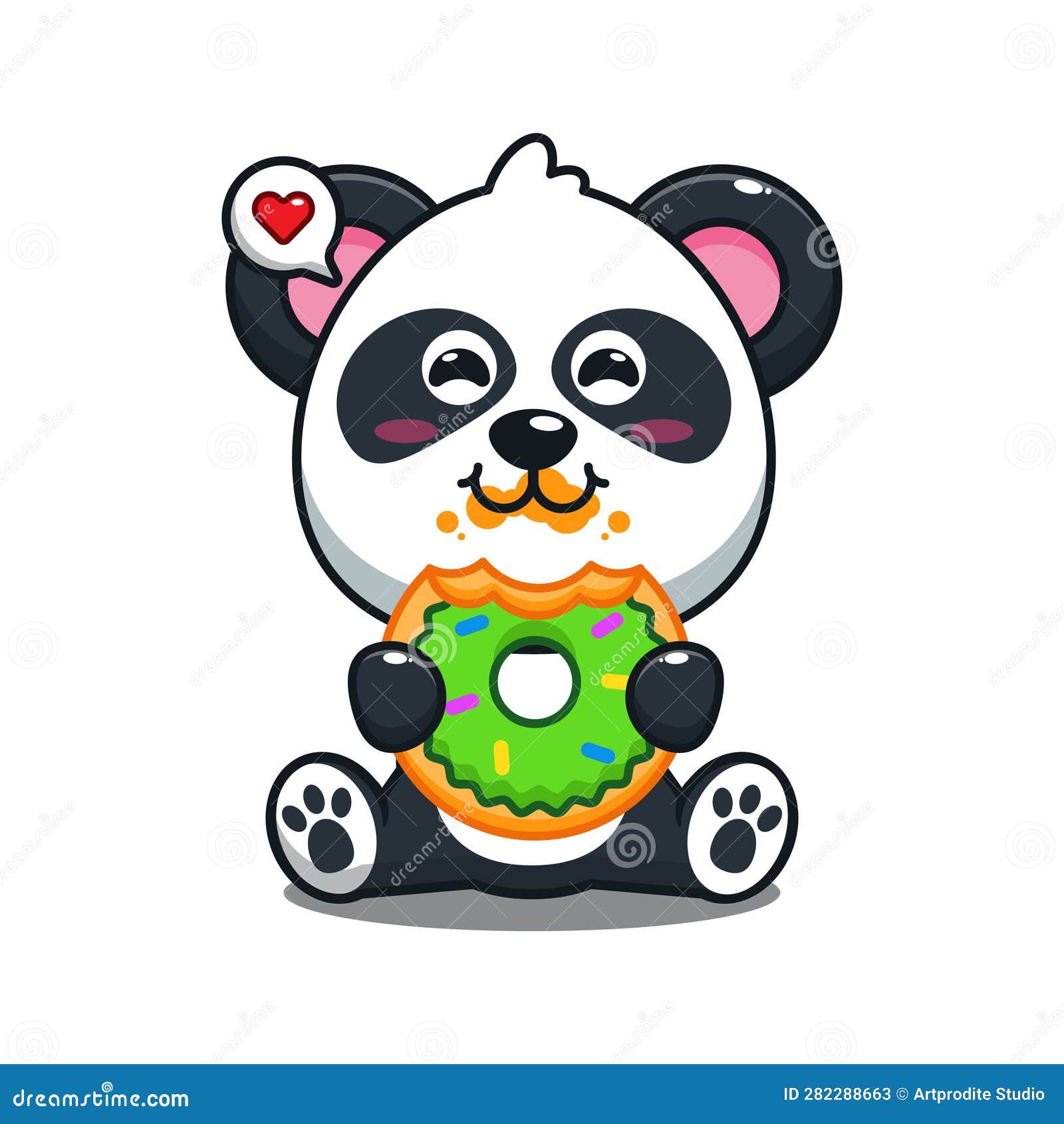 Cute Panda Eating Donut Cartoon Vector Illustration. Stock Vector ...