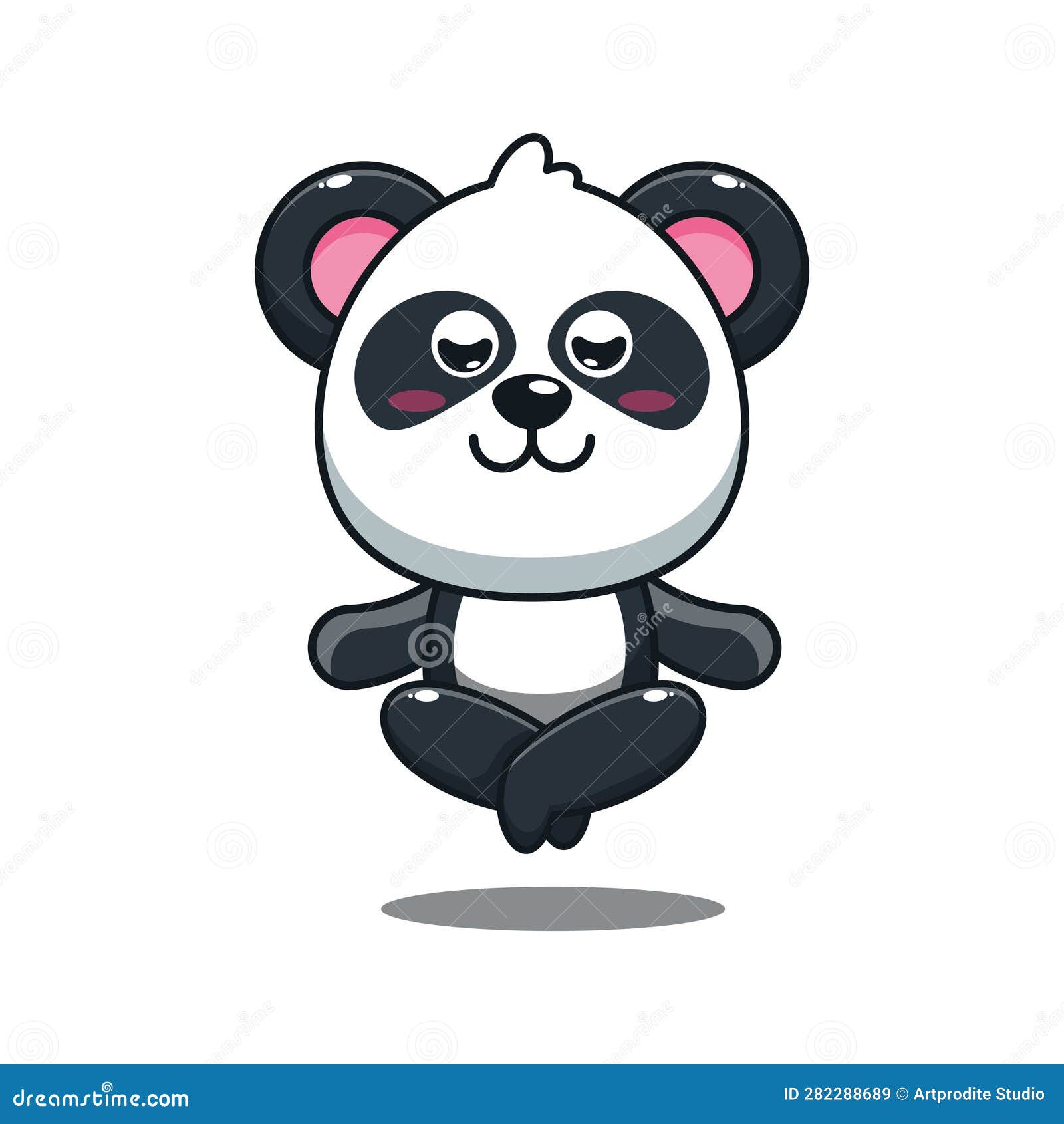 Cute Panda Doing Meditation Yoga Cartoon Vector Illustration. Stock ...