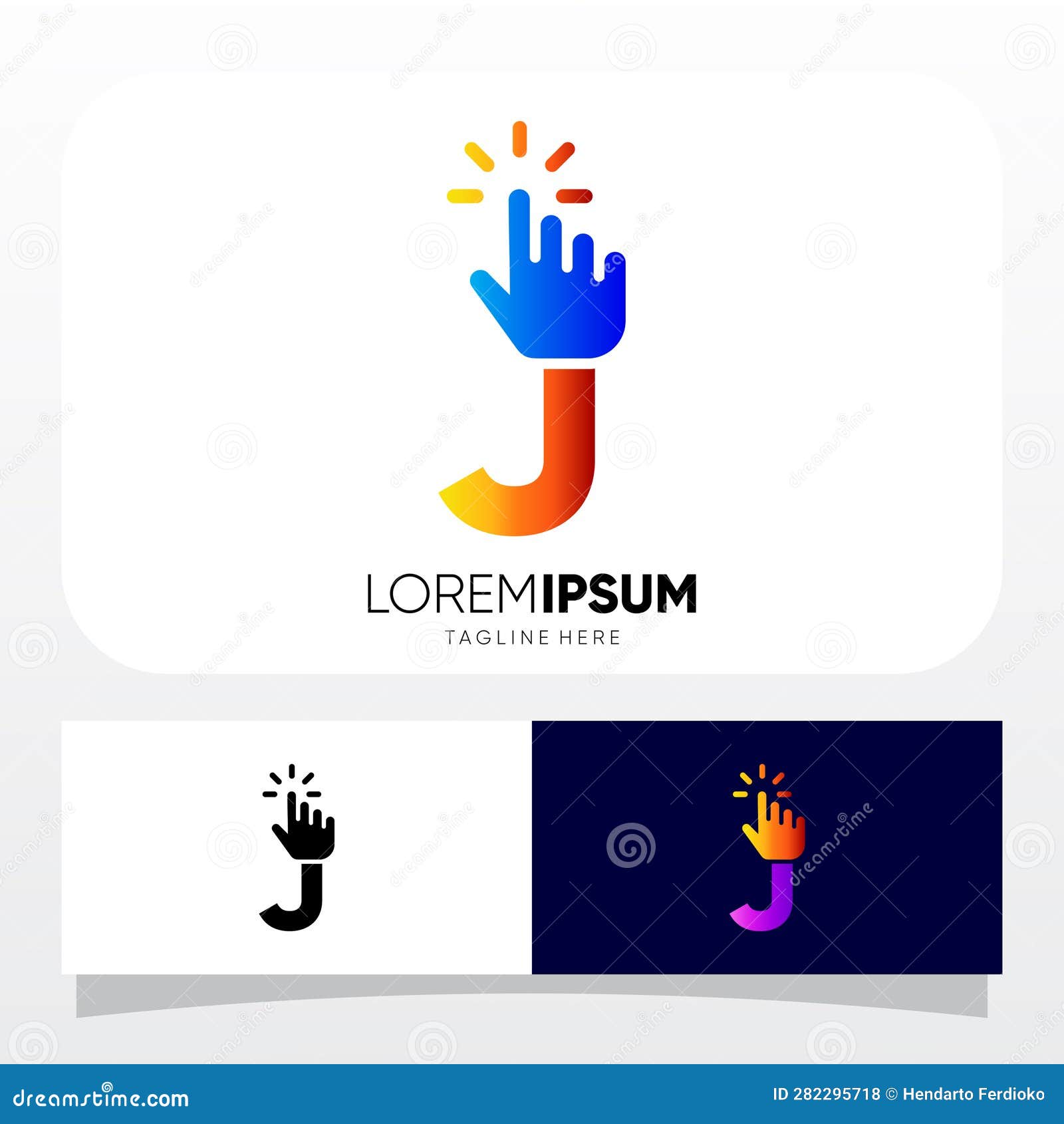 Letter J Hand Clicking Finger Cursor Mouse Logo Design Vector Icon ...