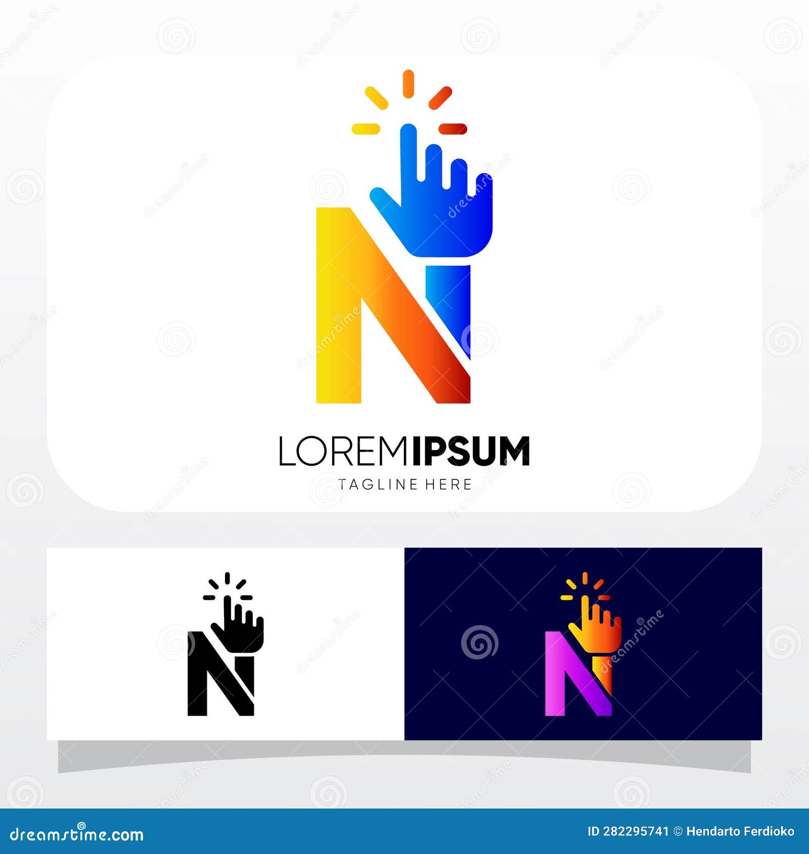 Letter N Hand Clicking Finger Cursor Mouse Logo Design Vector Icon ...