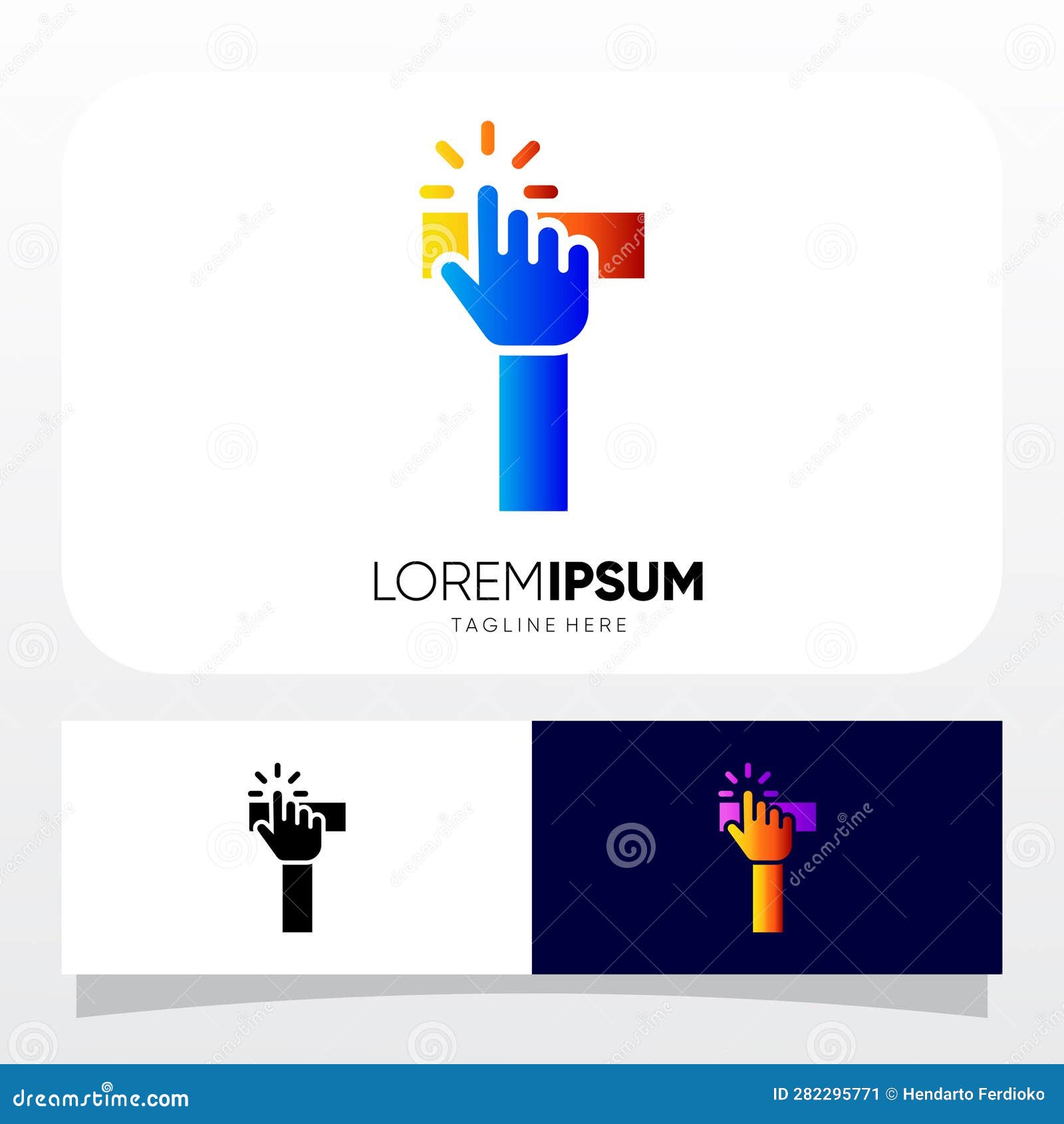 Letter T Hand Clicking Finger Cursor Mouse Logo Design Vector Icon ...