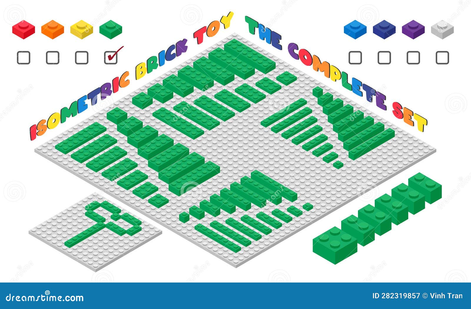 Children Brick Toy Simple Colorful Bricks Isolated On White Background ...