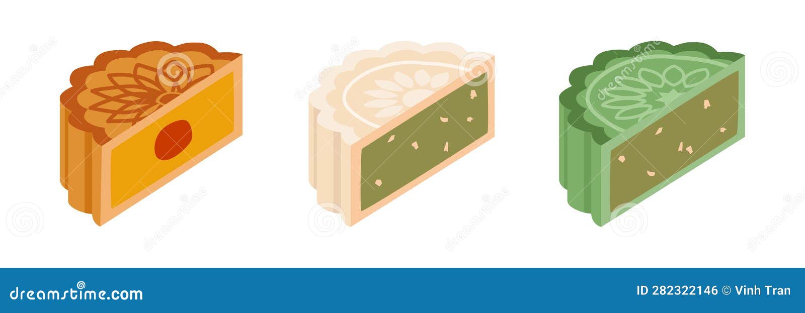 Six Different Mooncakes Cartoon Vector | CartoonDealer.com #254209195