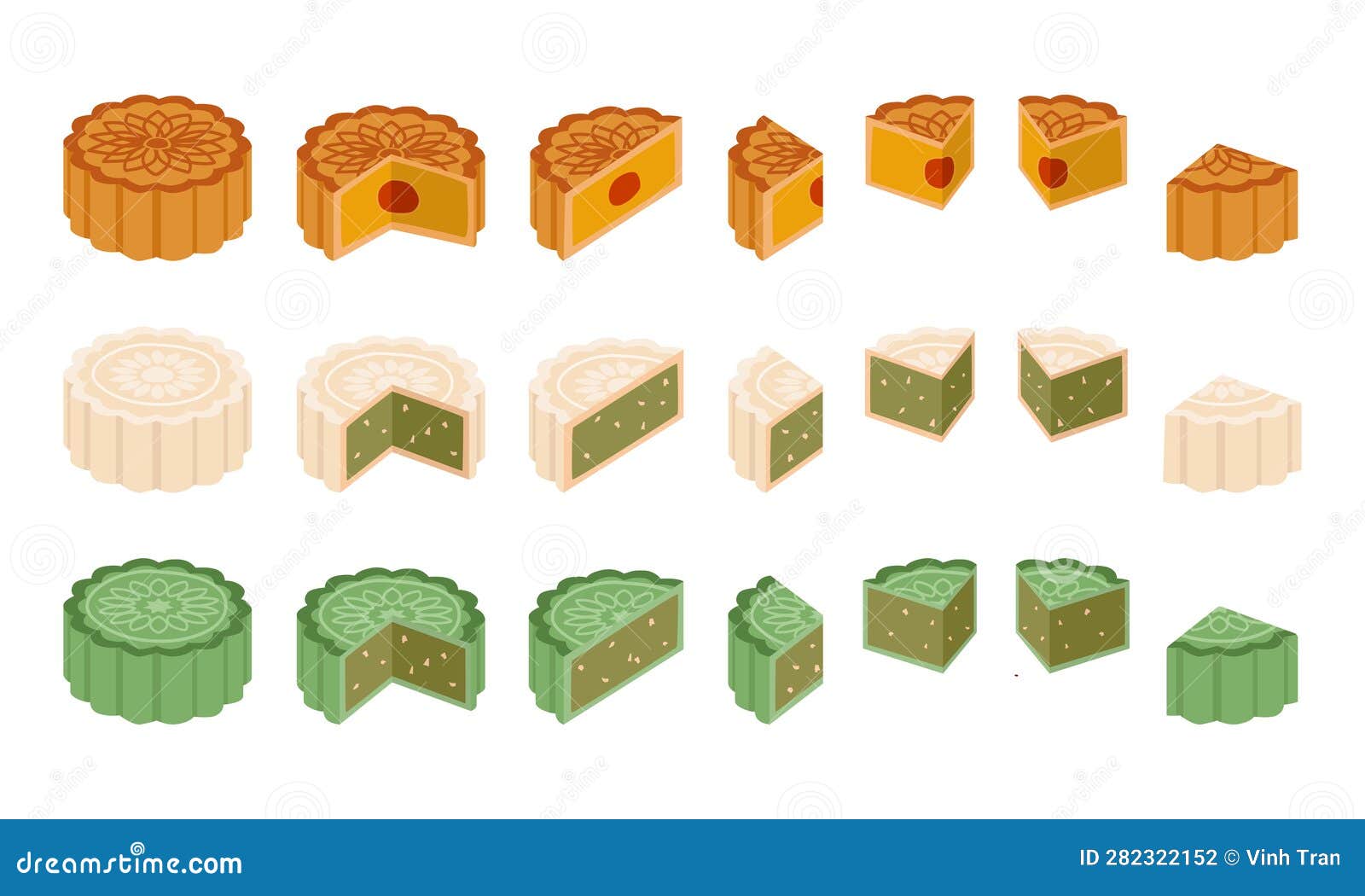 Six Different Mooncakes Cartoon Vector | CartoonDealer.com #254209195