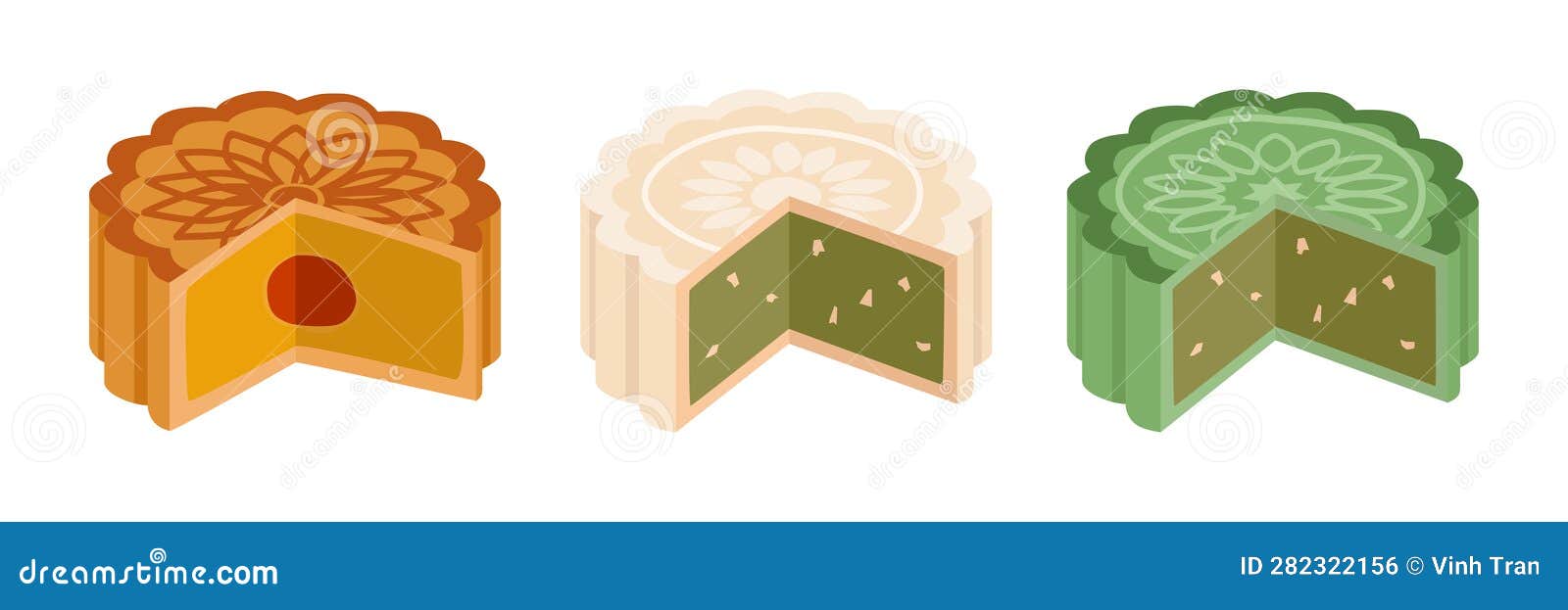 Six Different Mooncakes Cartoon Vector | CartoonDealer.com #254209195