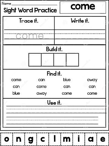 Sight Word Practice Trace it, Write it, Build it,Find it,Use it. Stock ...