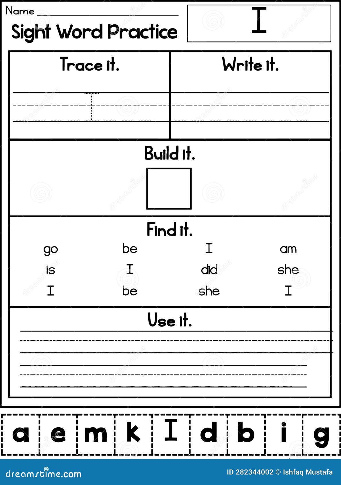 Sight Word Practice Trace It, Write It, Build It,Find It,Use It. Vector ...