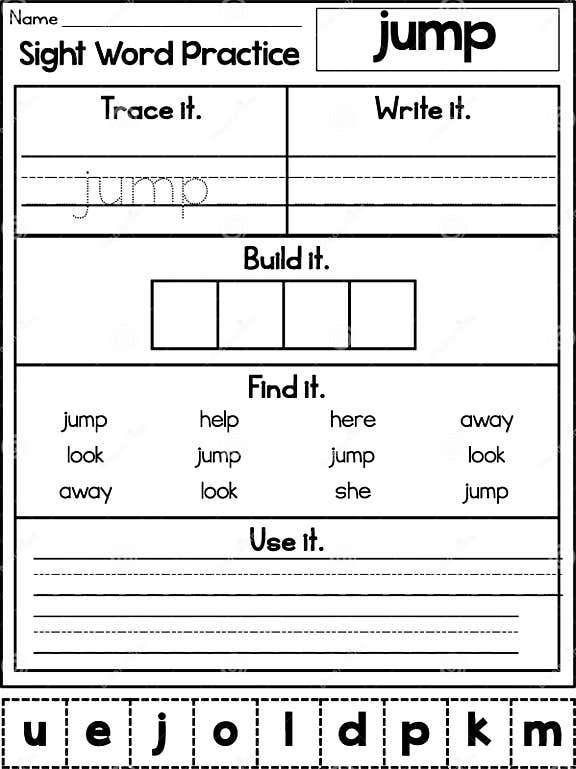 Sight Word Practice Trace it, Write it, Build it,Find it,Use it. Stock ...