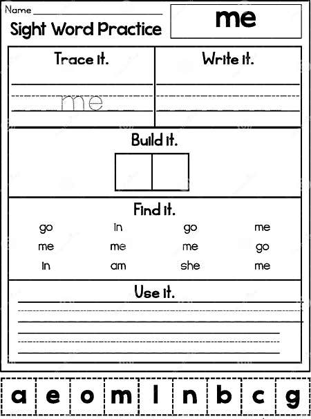 Sight Word Practice Trace it, Write it, Build it,Find it,Use it. Stock ...