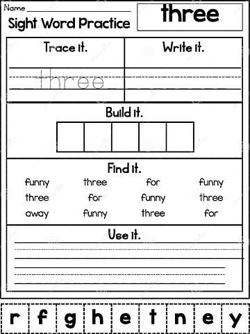 Sight Word Practice Trace it, Write it, Build it,Find it,Use it. Stock ...