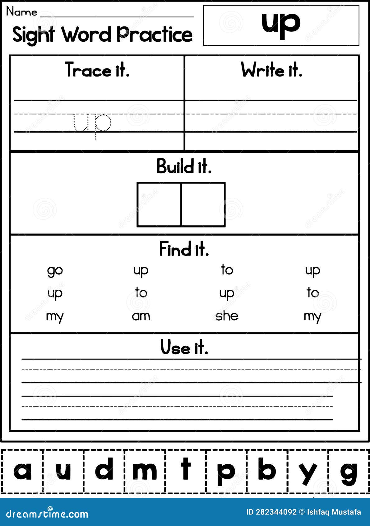 Sight Word Practice Trace It, Write It, Build It,Find It,Use It. Vector ...