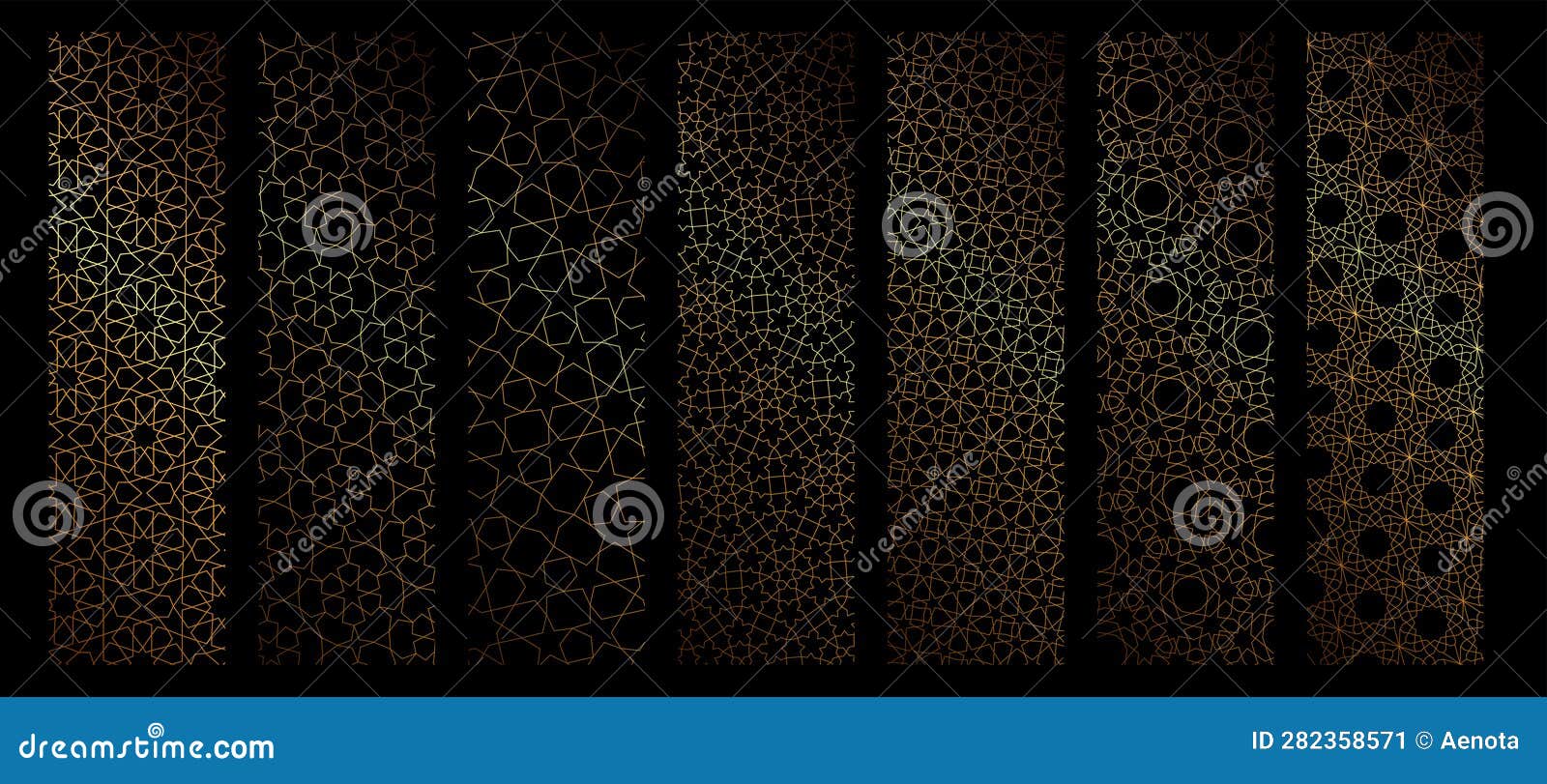 Set of Islamic Geometric Patterns - Vector Abstract Girih Tiles Mosaic ...