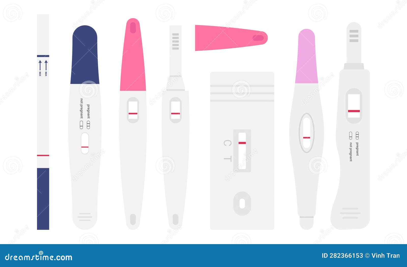 Set of Negative Pregnancy Test Result Vector Illustration. Pregnancy ...