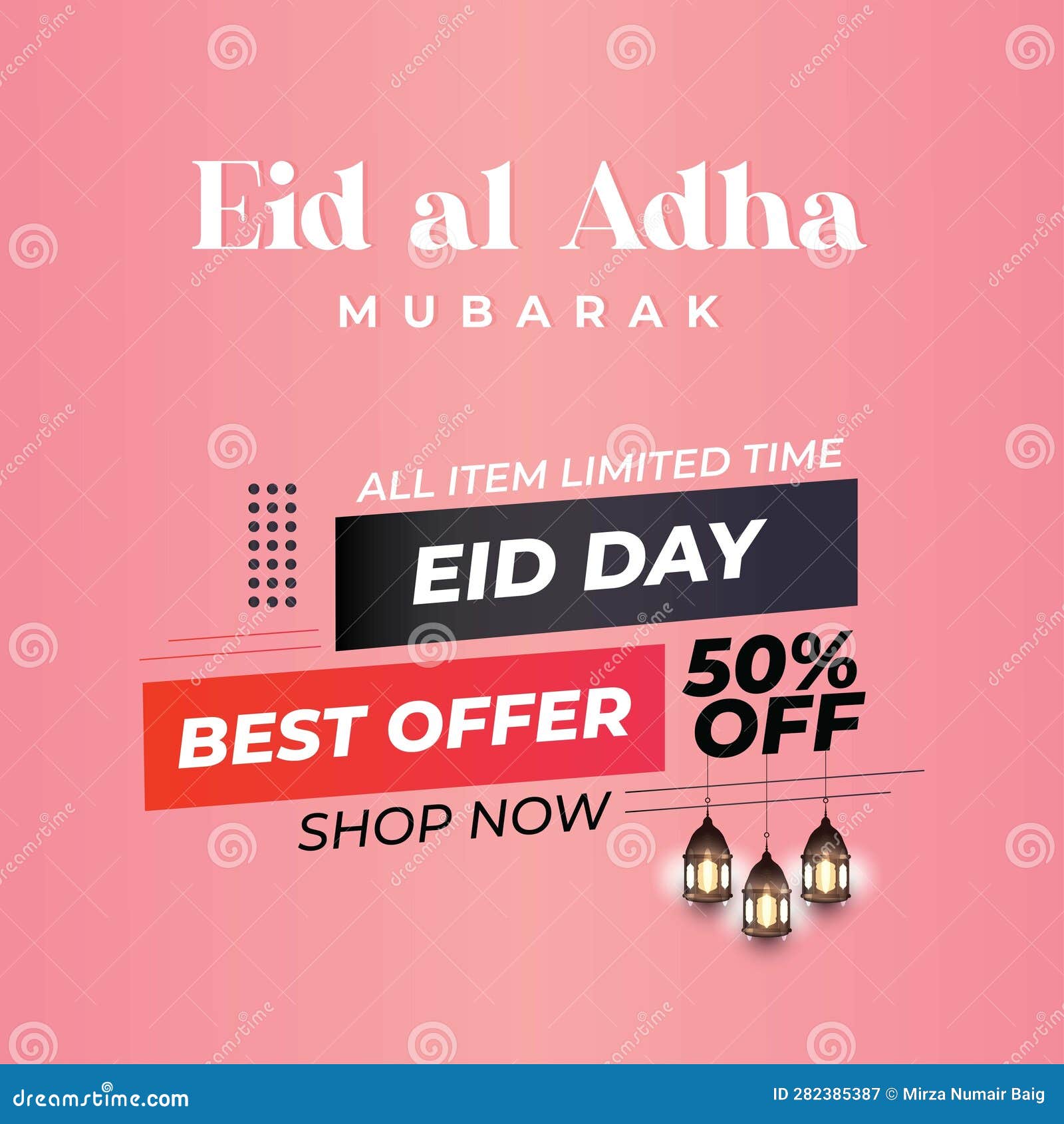 Eid Al ADHA Mubarak Sale Poster 50 Off Stock Vector - Illustration of ...
