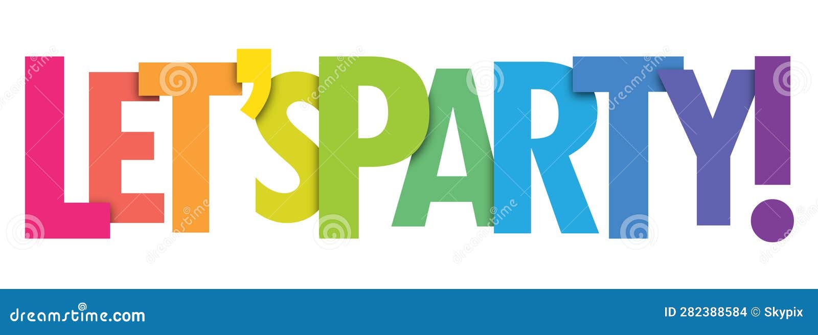 LET`S PARTY! Colorful Overlapping Letters Banner Stock Vector ...