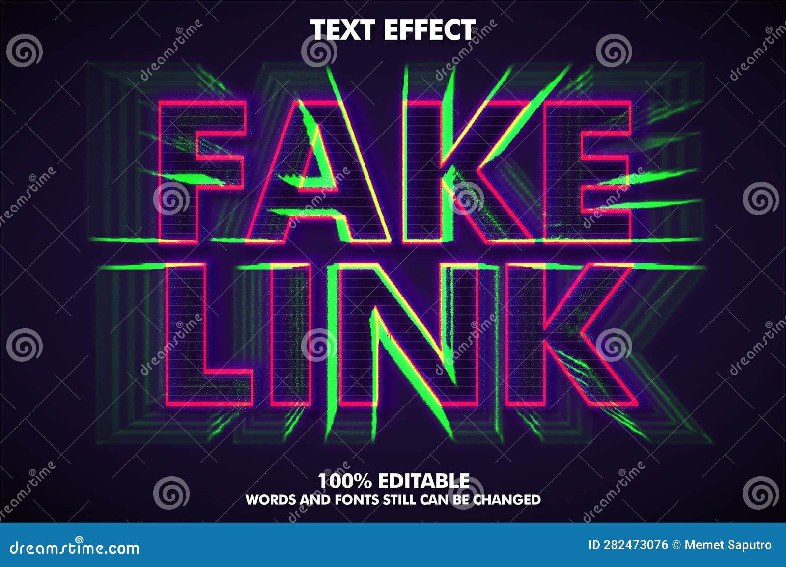 Glitch Editable Text Effect for Illustrator Stock Illustration ...