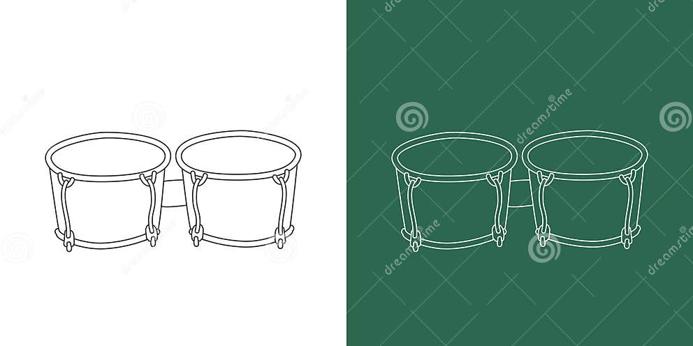 Bongo Drum Line Drawing Cartoon. Percussion Instrument Bongo Drum ...