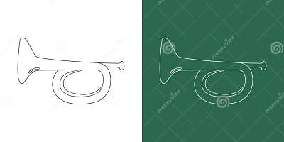 Bugle Line Drawing Cartoon Style. Brass Instrument Bugle Clipart ...