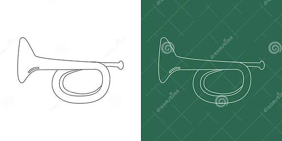 Bugle Line Drawing Cartoon Style. Brass Instrument Bugle Clipart ...