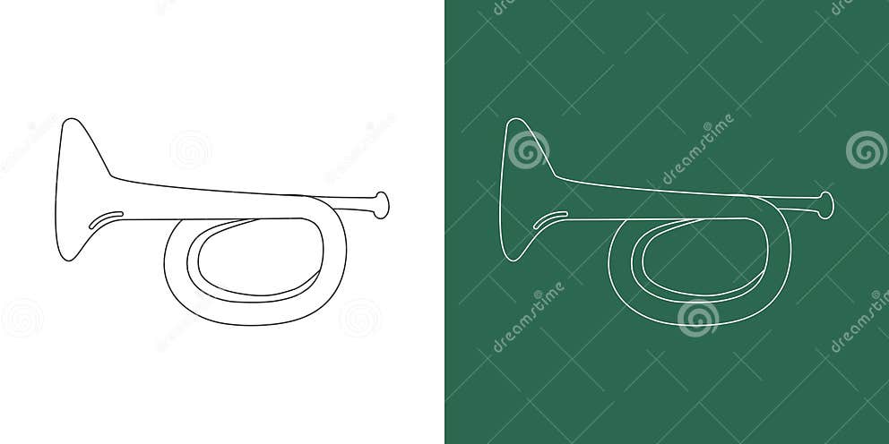 Bugle Line Drawing Cartoon Style. Brass Instrument Bugle Clipart ...