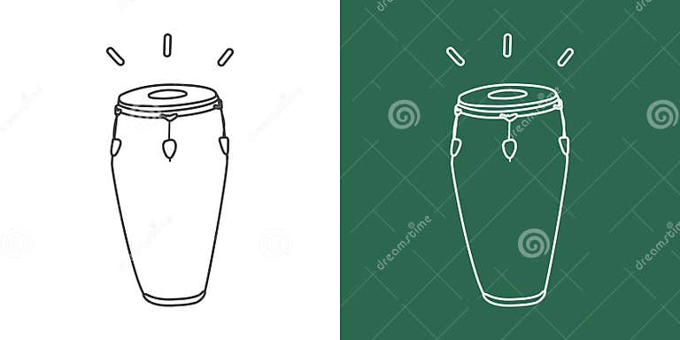 Conga Drum Line Drawing Vector. Percussion Instrument Single Conga ...