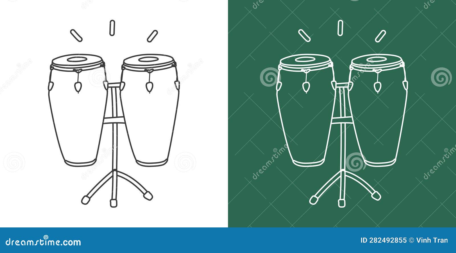 Conga Drums Line Drawing Vector. Percussion Instrument Congas Clipart ...