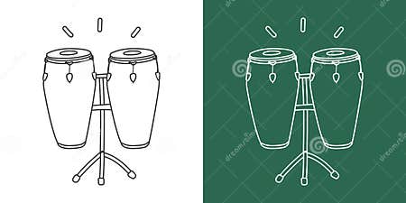 Conga Drums Line Drawing Vector. Percussion Instrument Congas Clipart ...