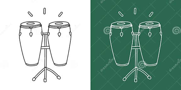 Conga Drums Line Drawing Vector. Percussion Instrument Congas Clipart ...
