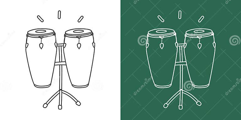 Conga Drums Line Drawing Vector. Percussion Instrument Congas Clipart ...