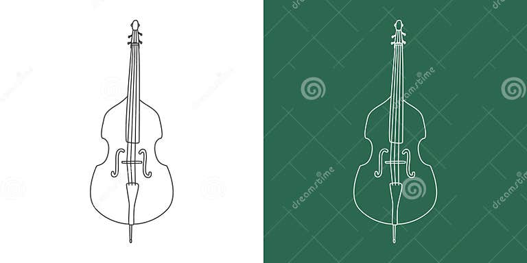 Double Bass Line Drawing Cartoon. String Instrument Double Bass Clipart ...