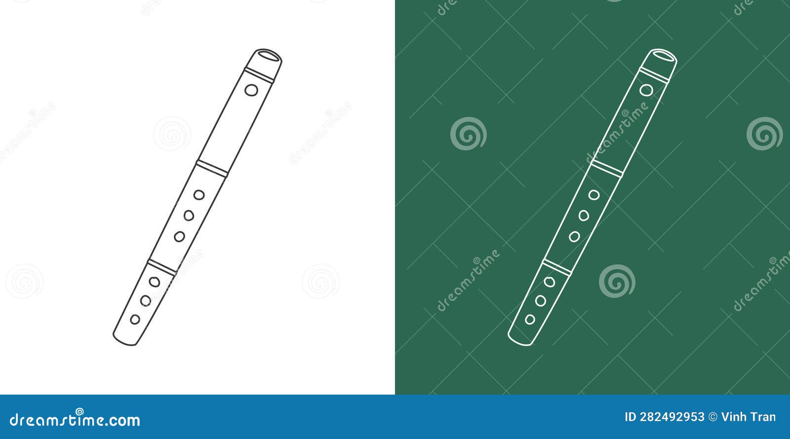 Flute Line Drawing Cartoon Style. Woodwind Instrument Bamboo Flute ...
