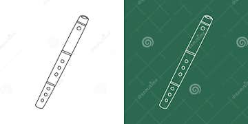 Flute Line Drawing Cartoon Style. Woodwind Instrument Bamboo Flute ...