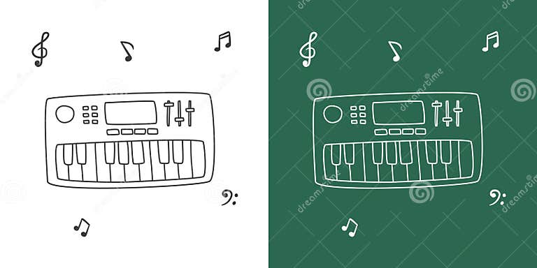 Electric Keyboard Line Drawing Vector. Musical Instrument Keyboard ...