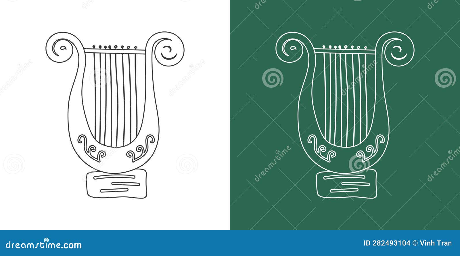Lyre Line Drawing Cartoon Style. String Instrument Lyre Clipart Drawing ...