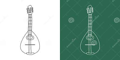 Mandolin Line Drawing Cartoon Style. String Instrument Mandolin Clipart ...