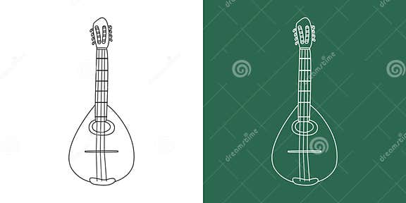 Mandolin Line Drawing Cartoon Style. String Instrument Mandolin Clipart ...