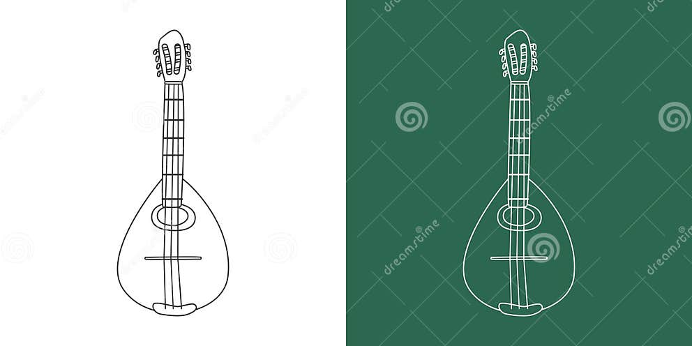 Mandolin Line Drawing Cartoon Style. String Instrument Mandolin Clipart ...