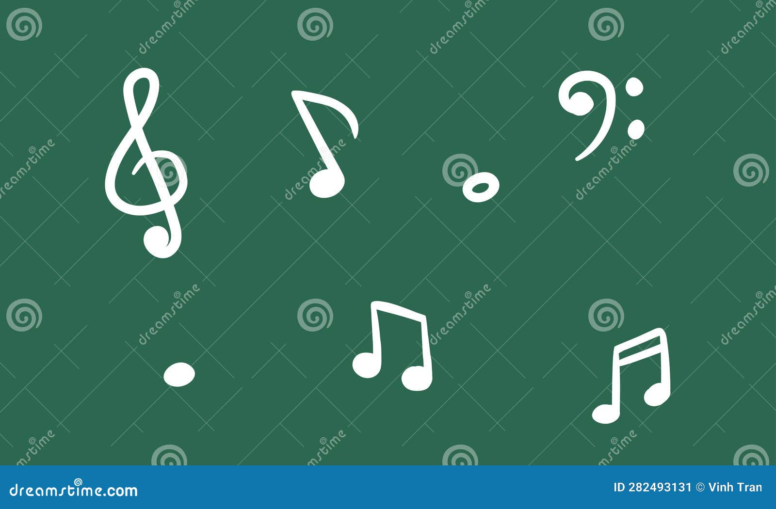 Musical Notations Hand Drawn Vector Set. Treble Clef, Bass Clef, Eighth ...