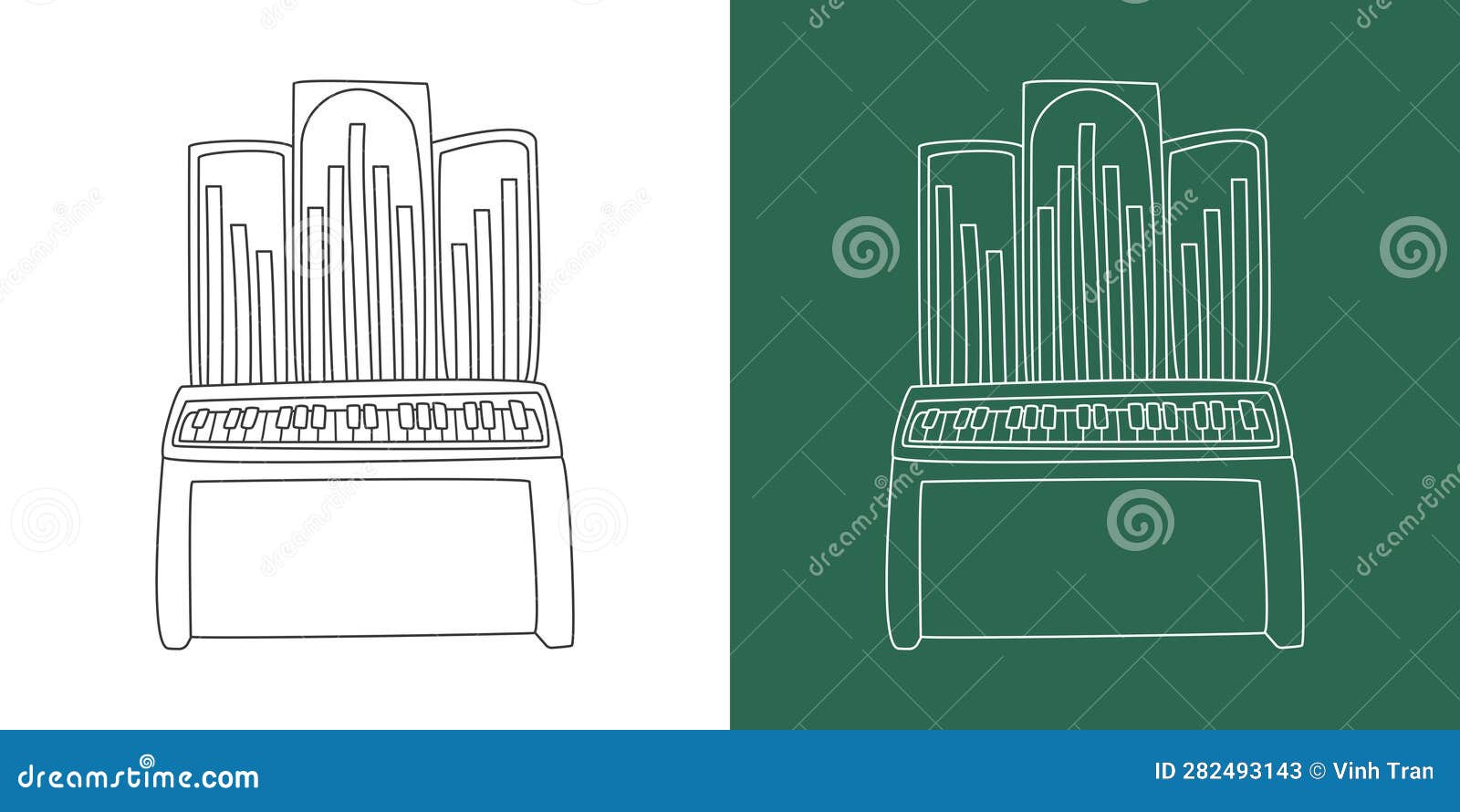 Pipe Organ Line Drawing Cartoon. Keyboard Instrument Pipe Organ Piano ...